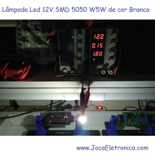 Lâmpada Led 12V SMD 5050 W5W de cor Branca - JocaEletronica