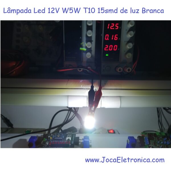 Lâmpada Led 12V SMD W5W T10 15smd de cor Branca - JocaEletronica