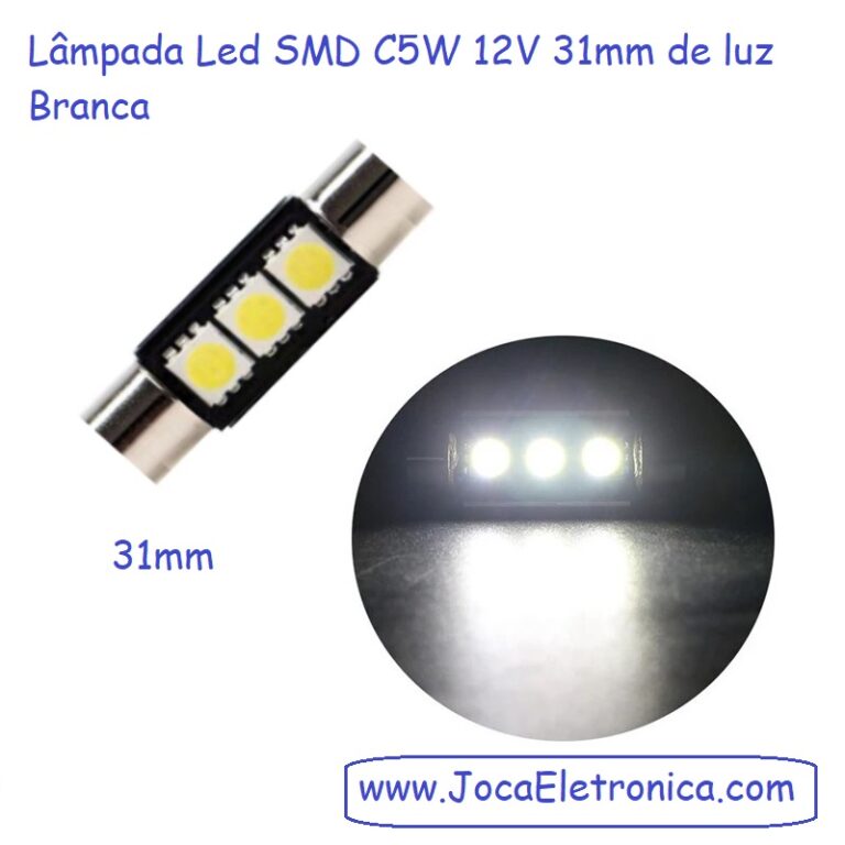 Lâmpada Led SMD C5W 12V 31mm de cor Branca - JocaEletronica