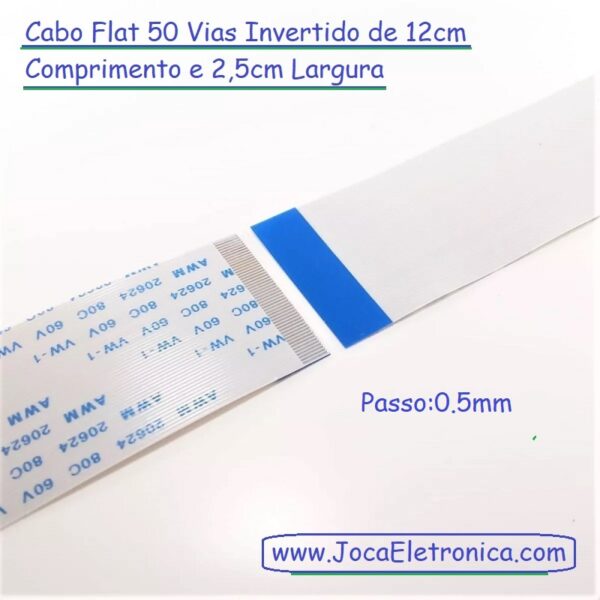 Cabo Flat 50 Vias Invertido de 12cm Comprimento e 2,5cm Largura