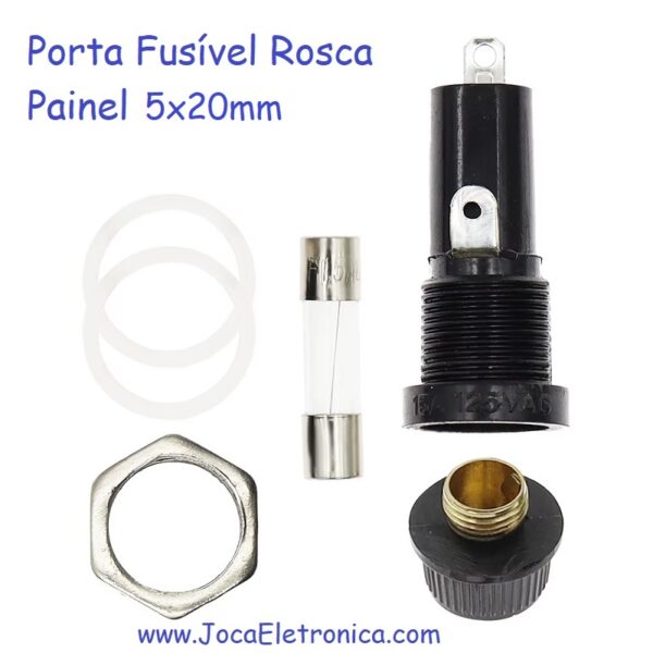 Porta Fusível Rosca Painel 5x20 - JocaEletronica