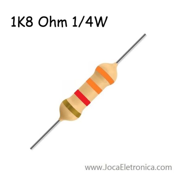 Resistor 1K8/ Resistência 1,8K Ohm 1/4W carbono 5%-