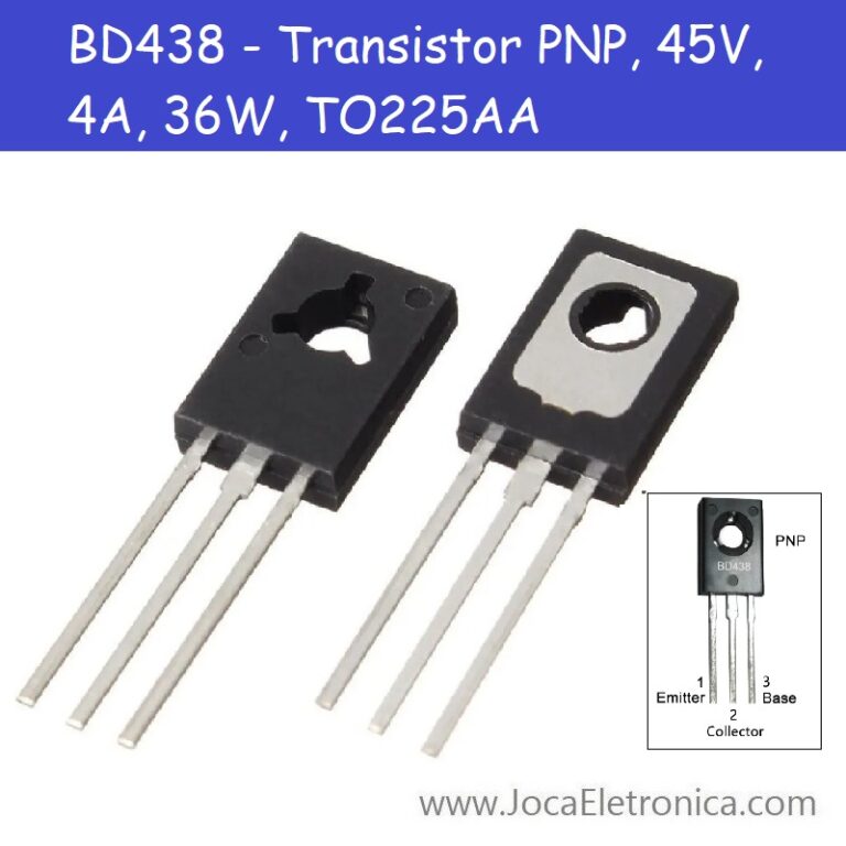 BD438 - Transistor PNP, 45V, 4A, 36W, TO225AA - JocaEletronica